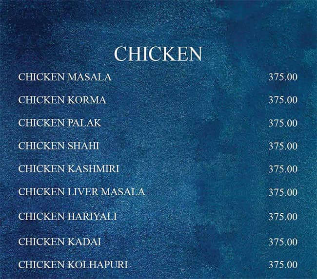 Menu at Persian Darbar, Mumbai, Time Square Building B Wing