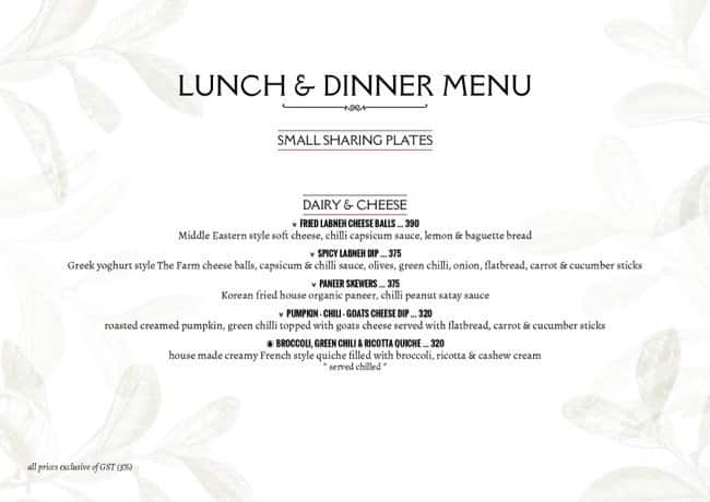 Menu of Coromandel Cafe, White Town, Puducherry