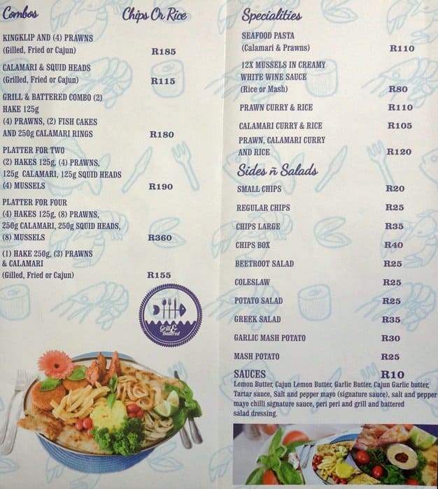 Menu at Salt & Battered restaurant, Johannesburg