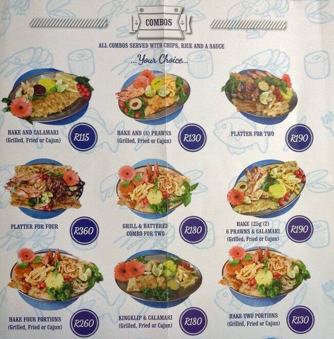 Menu at Salt & Battered restaurant, Johannesburg