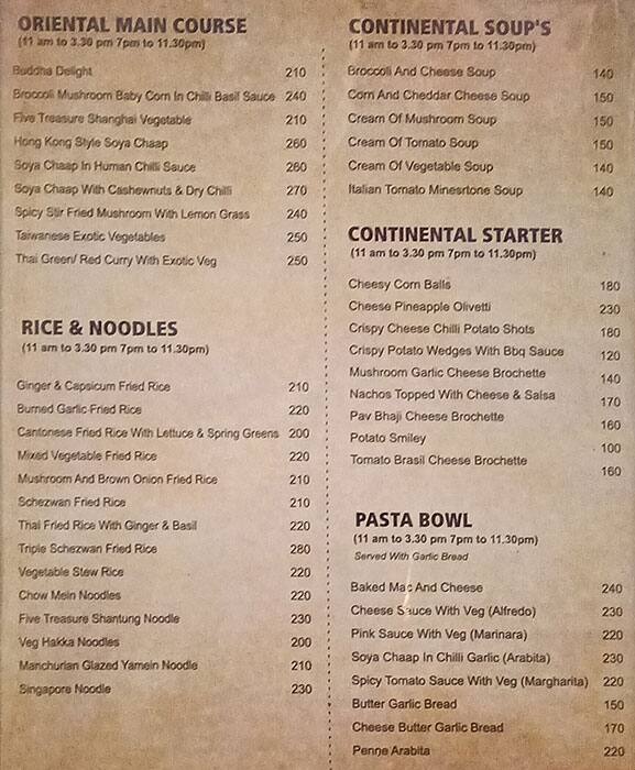 Menu at Radha Krishna Veg Cuisine, Pune, Fortuna Complex