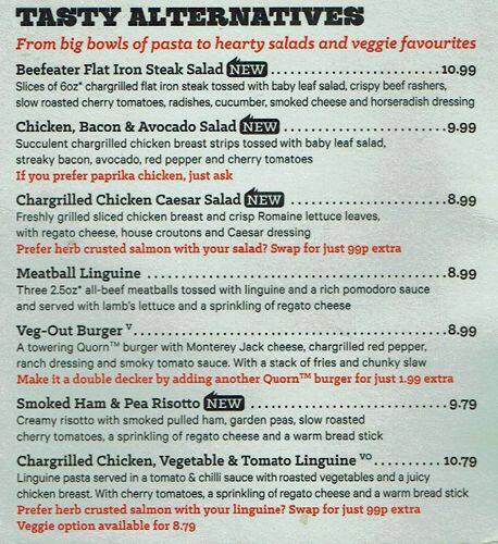 Menu at Heaton Park Beefeater pub & bar, Manchester, Middleton Rd