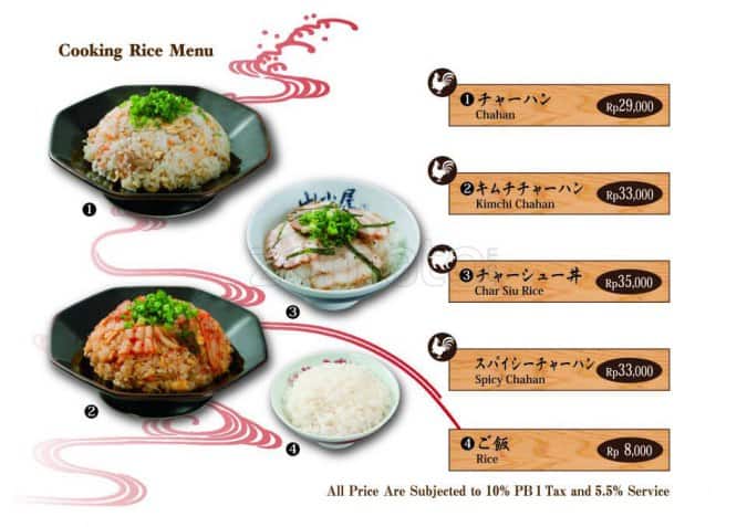 Menu at Yamagoya Ramen restaurant, Jakarta, Mall Of Indonesia
