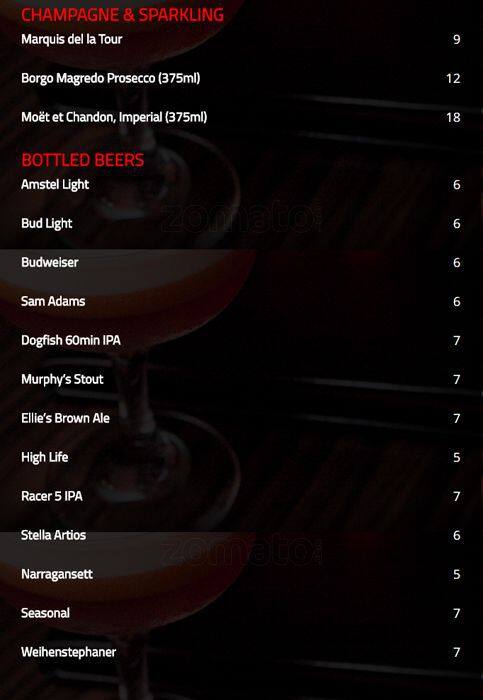 Menu at Storyville desserts, Boston