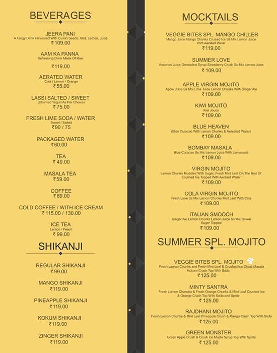 Menu at The Veggie Bites, New Delhi