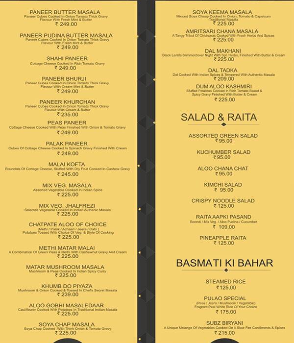 Menu at The Veggie Bites, New Delhi