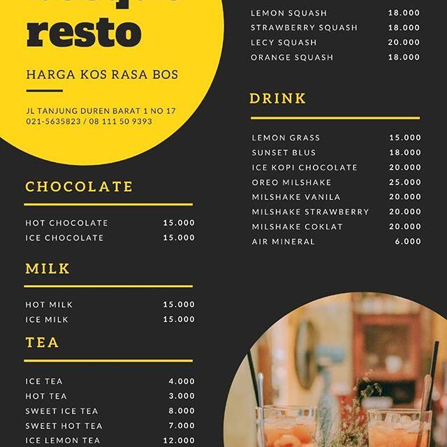 Menu at Bosque Resto restaurant, West Jakarta