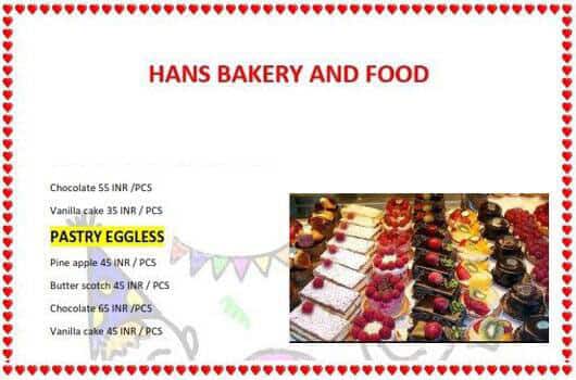 Menu at HANS BAKERY & FOOD, Gurugram