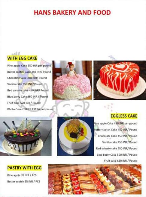 Menu at HANS BAKERY & FOOD, Gurugram