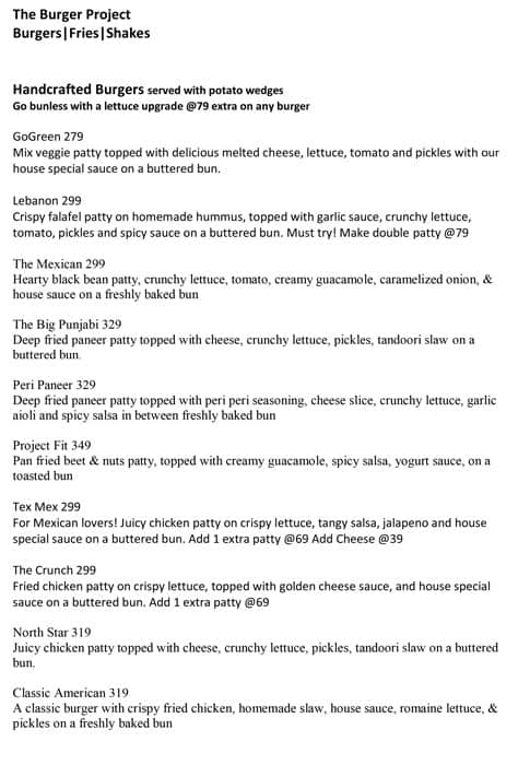 Menu of Zeus Burger, Ashram Road, Ahmedabad