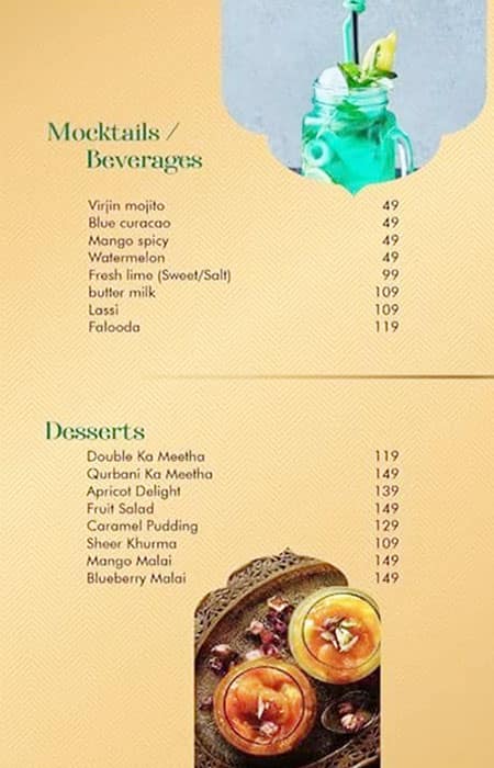 Menu of Pista House, Nagaram, Secunderabad