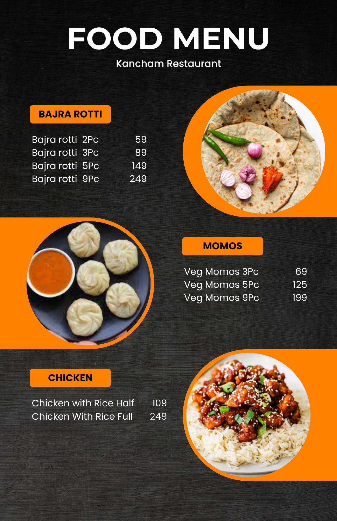 Menu of Kancham Restaurant, Varthur Main Road, Whitefield, Bangalore