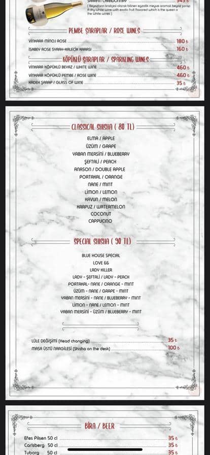 Menu at Terrace Marmara Restaurant - Blue House Hotel, Istanbul