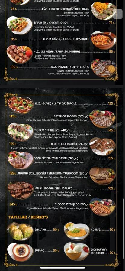 Menu at Terrace Marmara Restaurant - Blue House Hotel, Istanbul