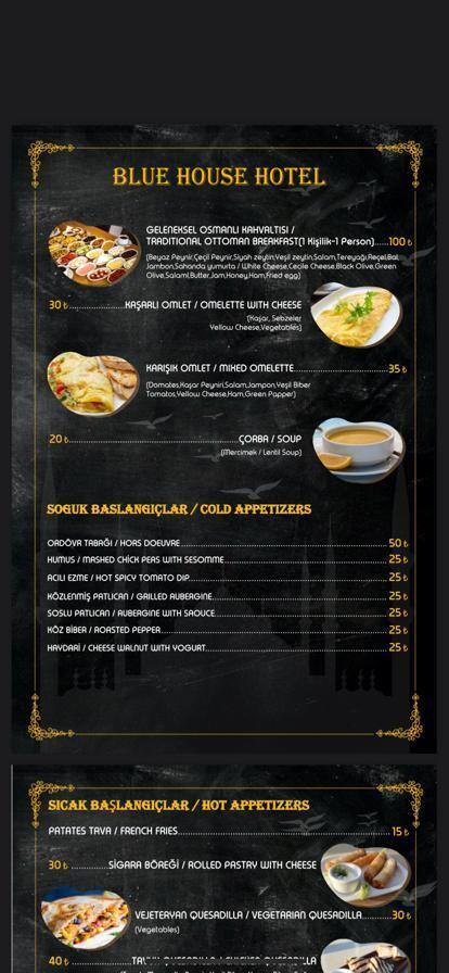 Menu at Terrace Marmara Restaurant - Blue House Hotel, Istanbul