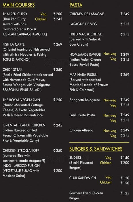 Menu at The Kitchen, Bengaluru, 5/1