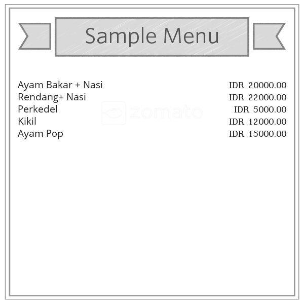 Menu at RM Putra Minang restaurant, South Tangerang, Jl. H. Adam Malik