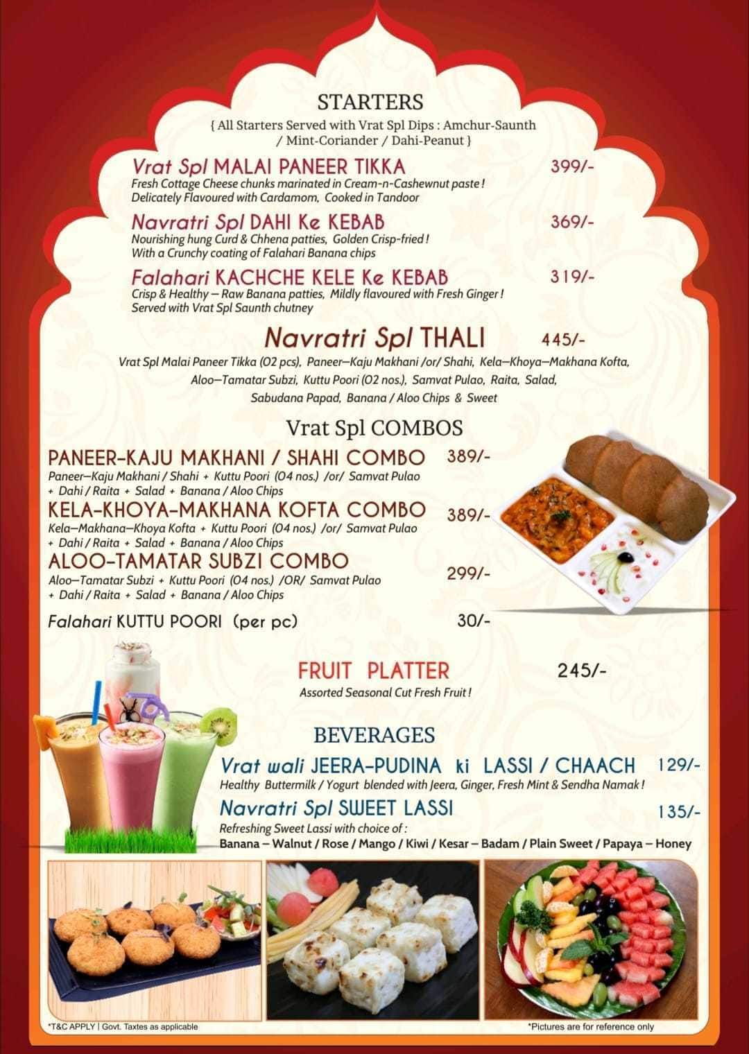 Menu of Pind Balluchi, Crossing Republik, Ghaziabad