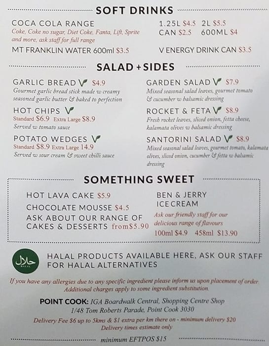 Menu at Pizza From Hot House pizzeria, Epping