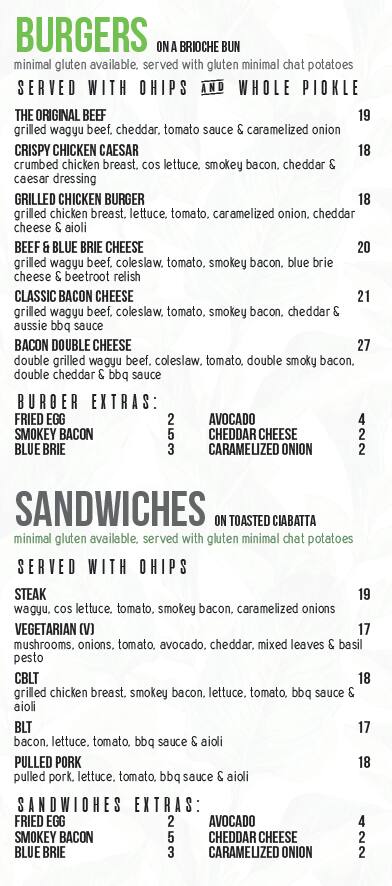 Menu at beach house restaurant, Loganholme