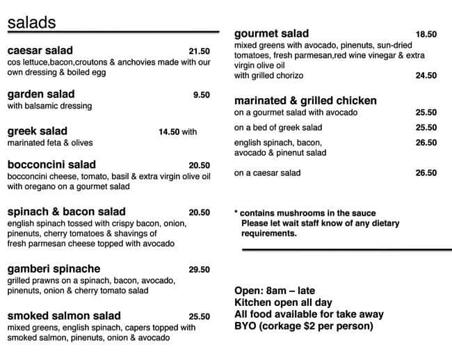 Menu at Cafe Bella Rosa, Carlisle