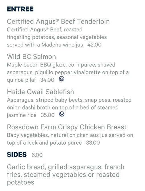 Menu at Café One, Vancouver, Burrard St