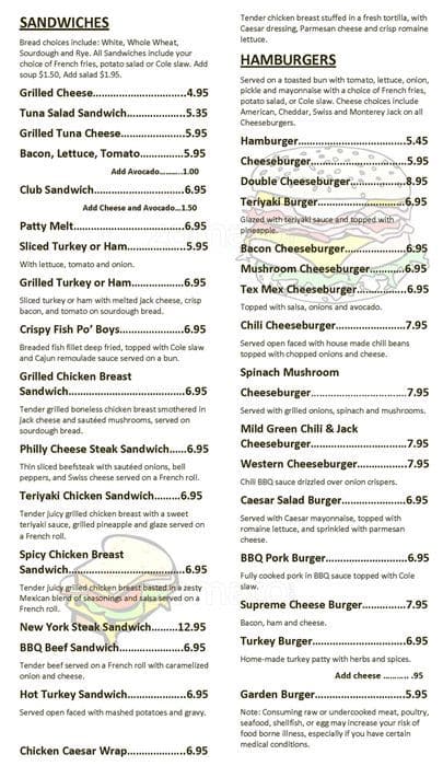 Menu at 1800 Cafe, Concord