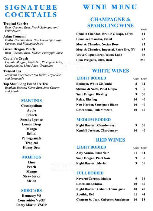 Menu at Grace's Steak & Seafood Restaurant, Bowie