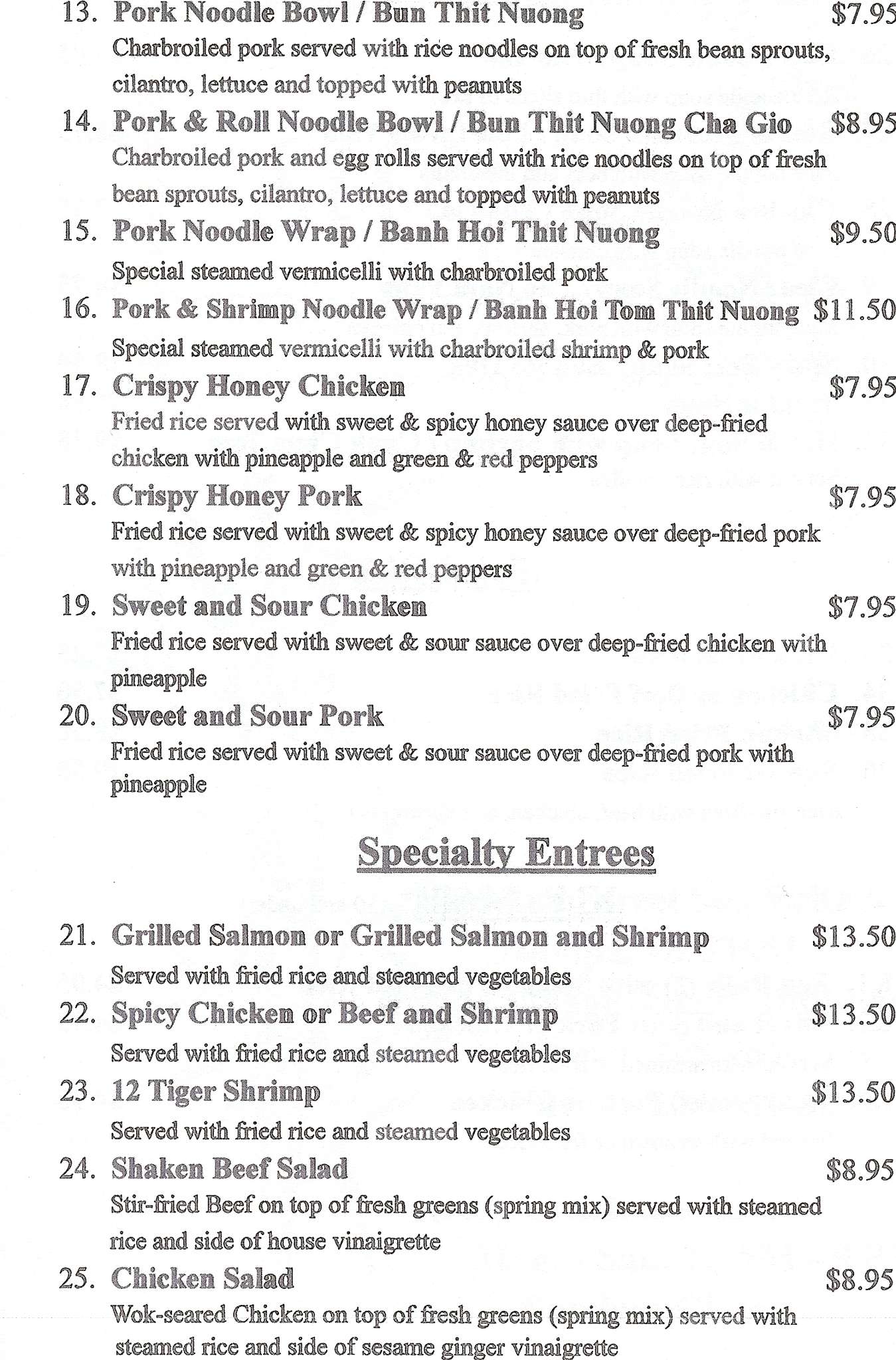 Menu at Little Saigon Vietnamese Restaurant, Nampa