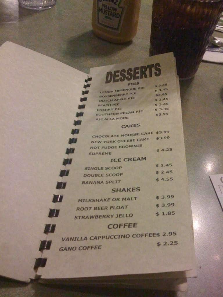 Menu at Brooks Ranch restaurant, Atwater