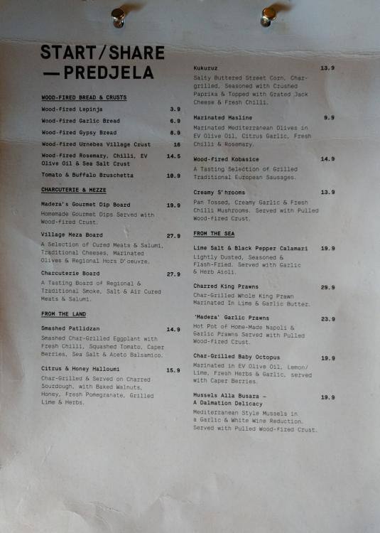 Menu at Fabrika by Madera restaurant, Canley Heights