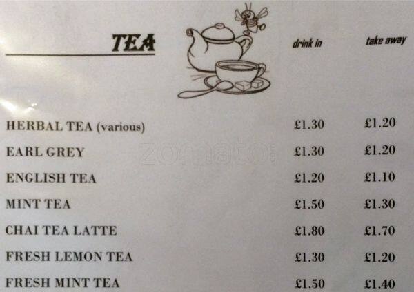 Menu at Serena cafe, London