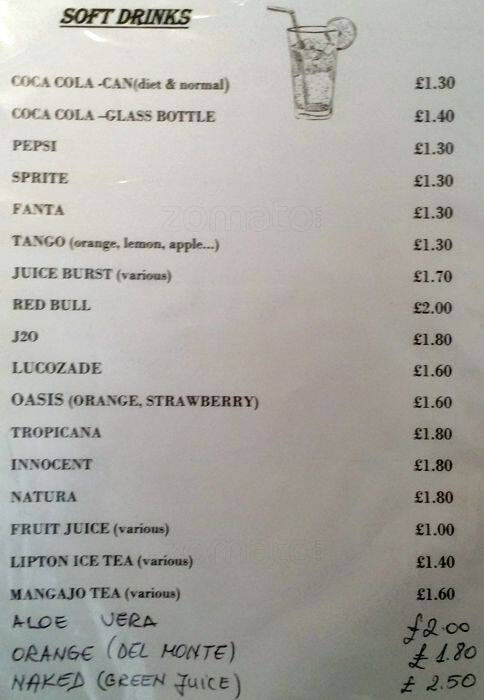 Menu at Serena cafe, London