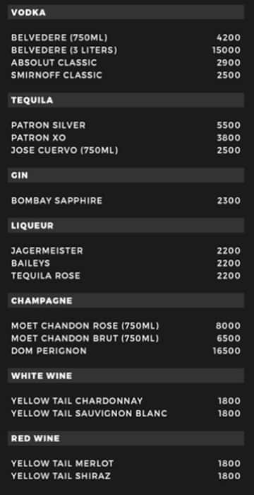 Menu at URBN QC club, Quezon City, 62 Timog Ave
