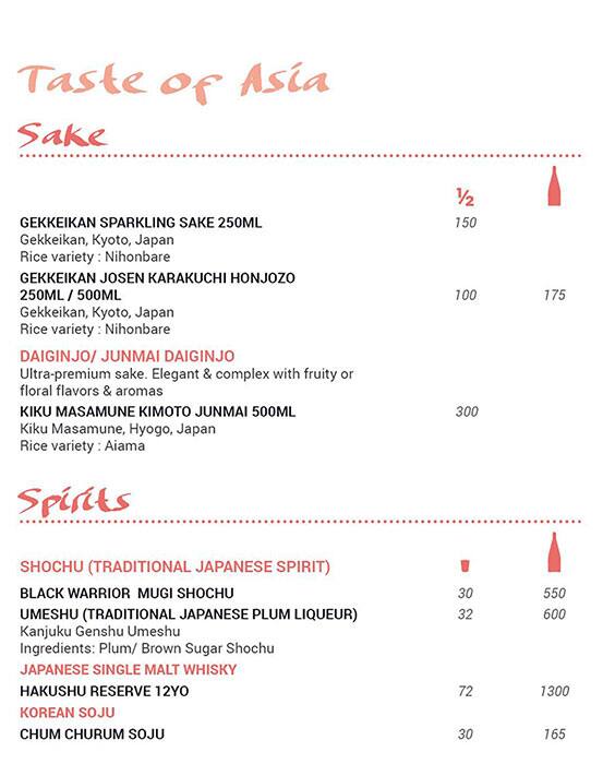 Menu at Miss Wáng - Majestic City Retreat Hotel pub & bar, Dubai