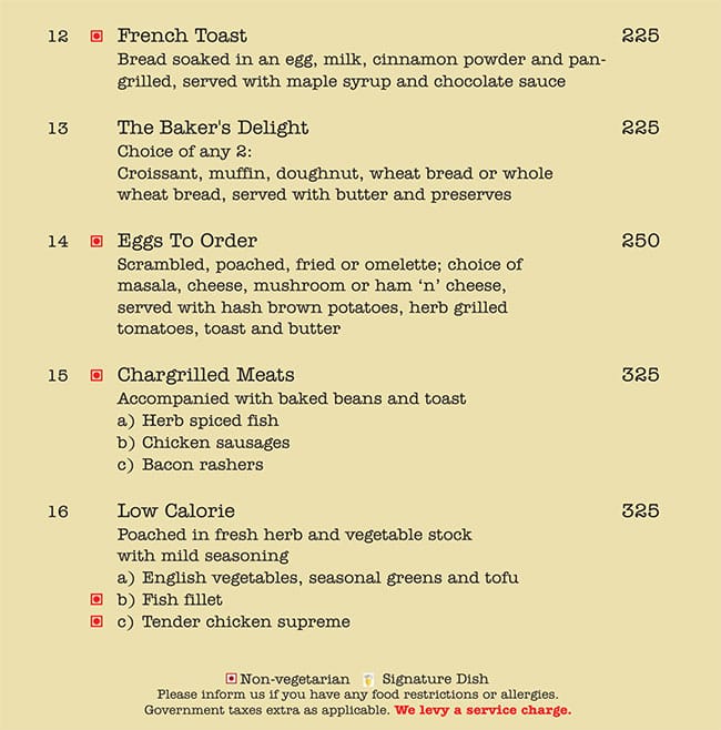 Menu at Citrus Cafe - Lemon Tree Premier, Kolkata