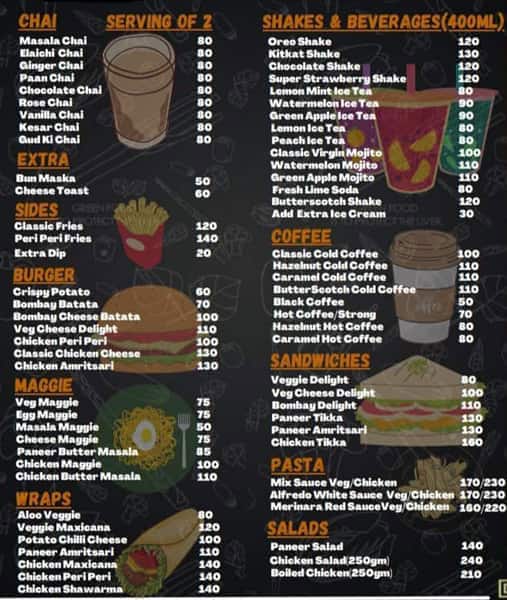 Menu of Crazy Chai, Chaukhandi, Noida