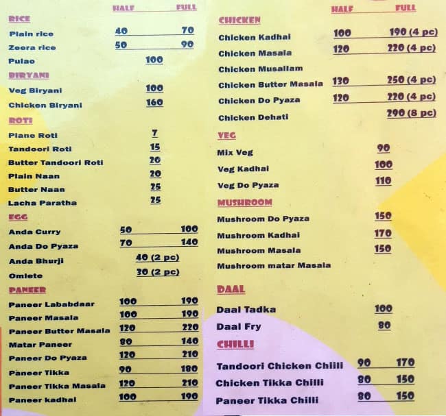 Menu of Ganga Food, Khajpura, Patna
