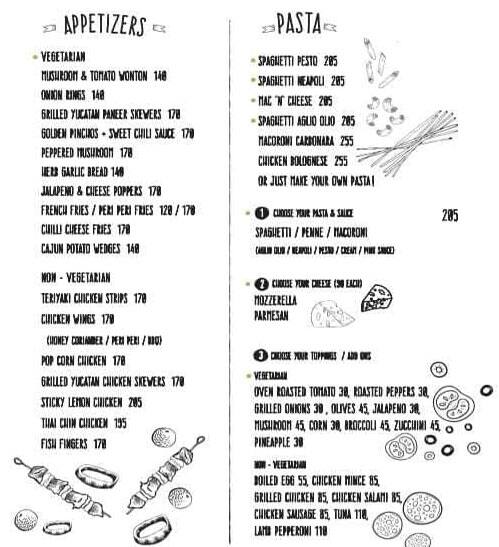 Menu at Writer's Café, Puducherry