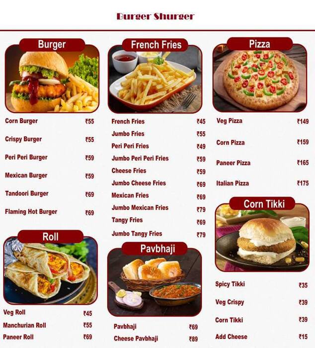 Menu of Burger Shurger, Karve Nagar, Pune