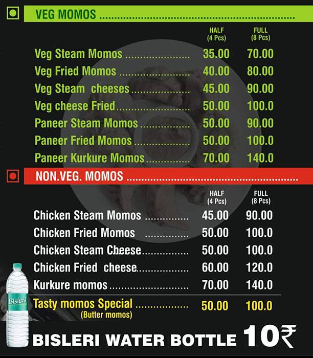 Menu of Tasty Momos, Mahim, Mumbai