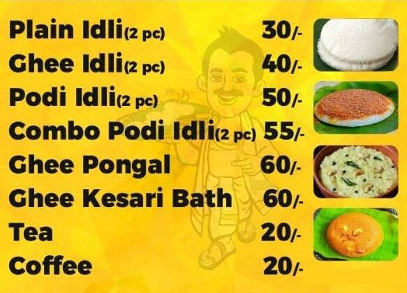 Menu of Idli Bidli Restaurant, Vijay Nagar, Mysore
