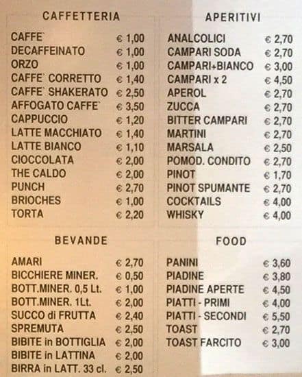Bar Tavola Calda Bonomelli a Milano: Foto del Menu con Prezzi - Zomato ...
