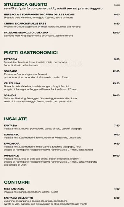 Panino Giusto a Milano: Foto del Menu con Prezzi - Zomato Italia