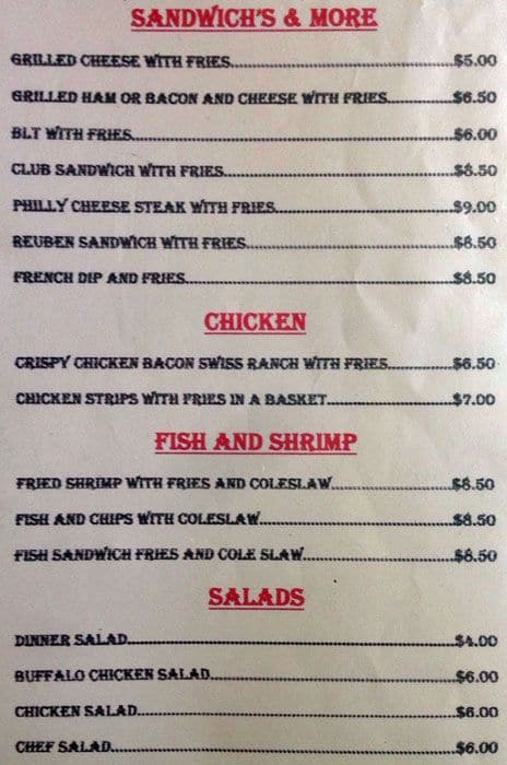 Menu at Full House pub & bar, Englewood
