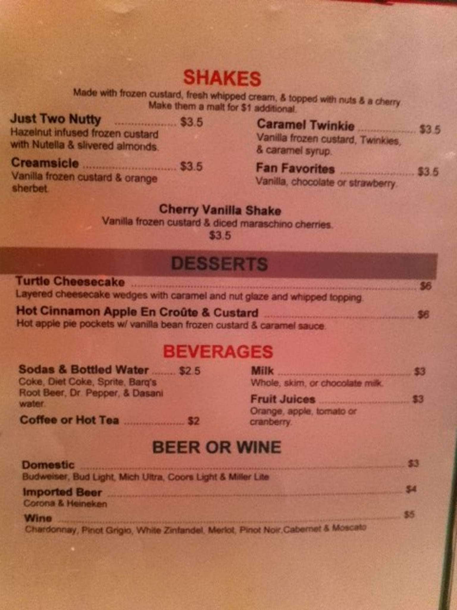 Menu at Palace Buffet restaurant, Biloxi