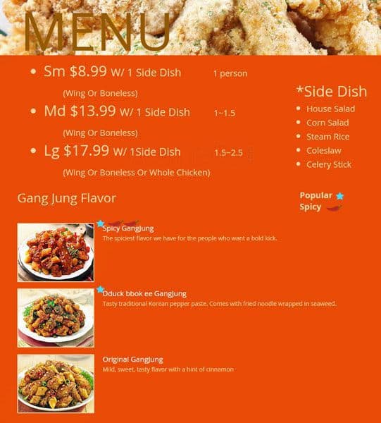 Gang Jung Chicken Menu, Menu for Gang Jung Chicken, Carrollton ...