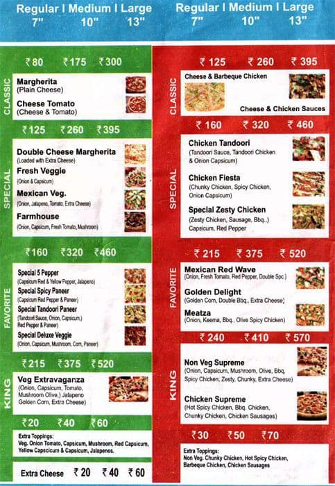 Menu at Da Pizza Zone, Faridabad, Shop 3 & 4