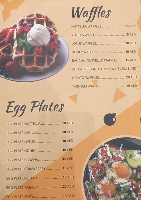 Menu of Cafe Tasneem, Mankhool, Dubai