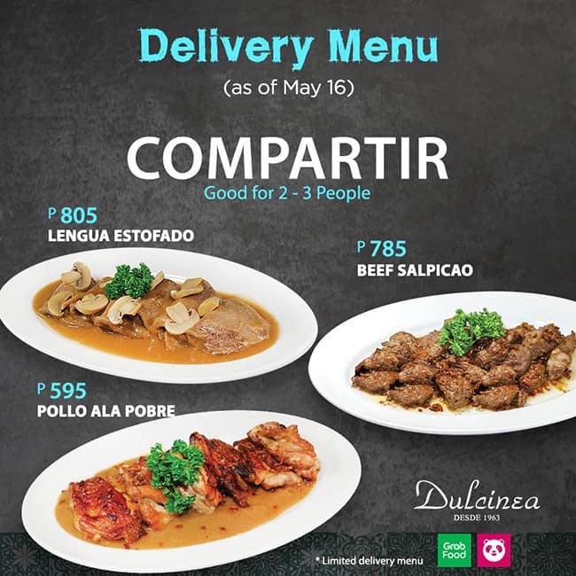 Menu at Dulcinea restaurant, Pasig, SM Megamall